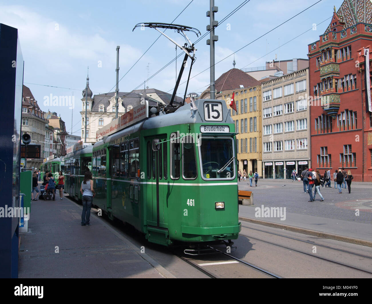 A photo of the BVB Tram car 461 at the Marktplatz station, Basel, Switzerland, traveling on line ...