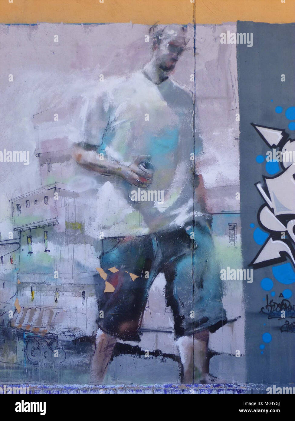 This graffiti in Burgos captures a form of urban art that reflects ...