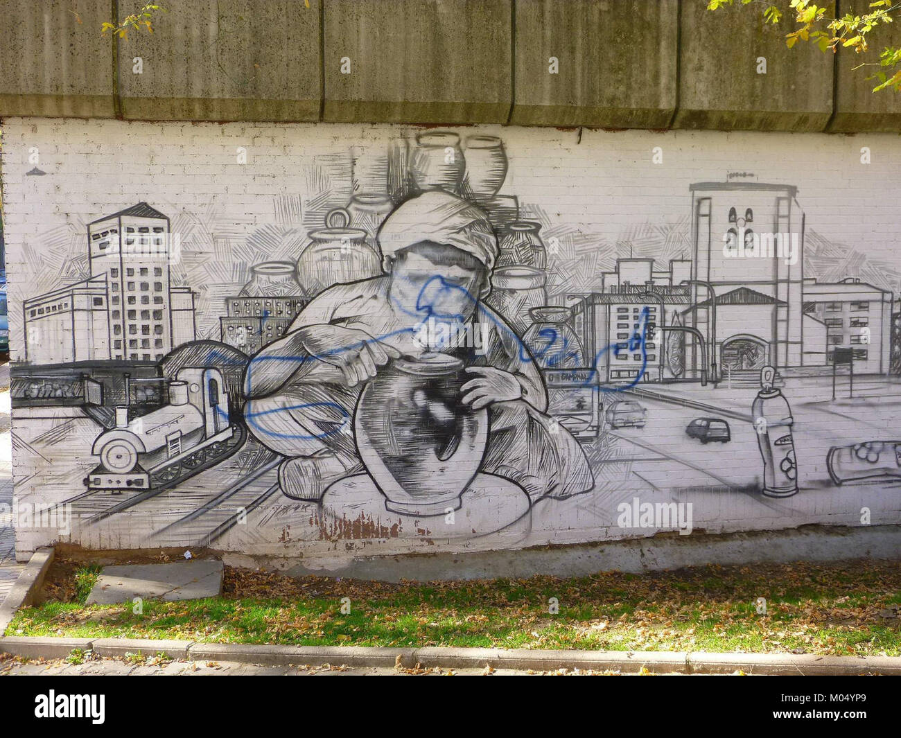 The graffiti in the Gamonal neighborhood of Burgos, Spain, represents ...