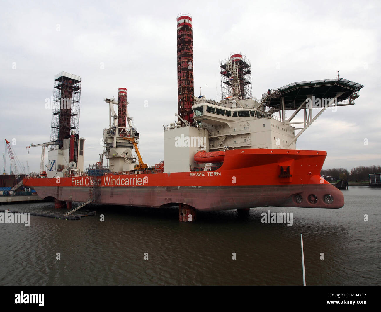 The 'Brave Tern' is a wind turbine installation vessel with the IMO ...