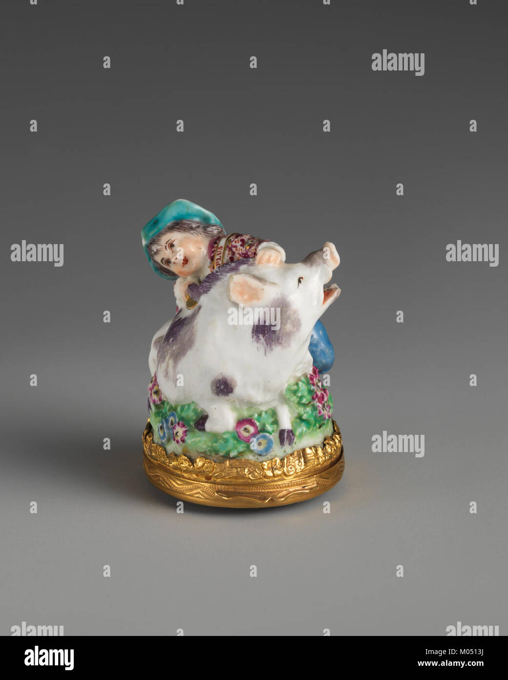 This artwork, titled *Boy with Boar*, depicts a young boy standing ...