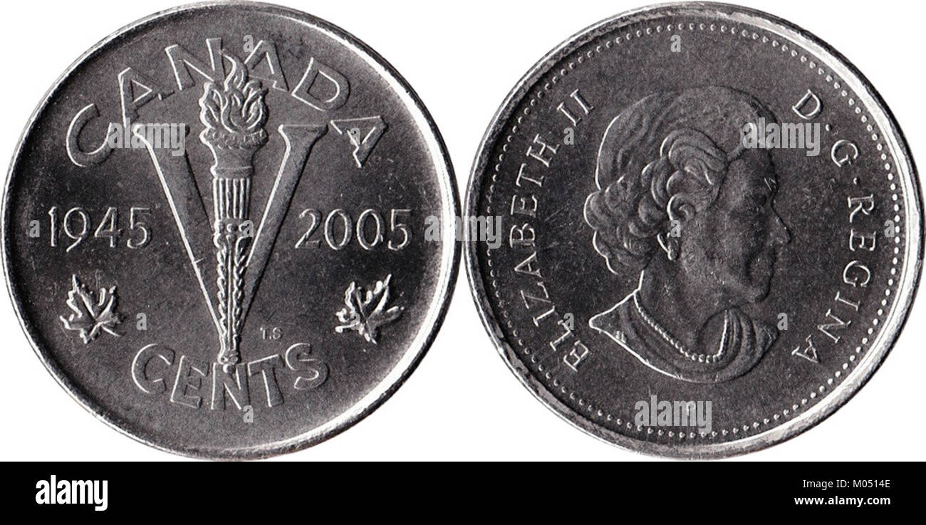 This Canadian coin, valued at 5 cents, was issued in 2005. The design ...