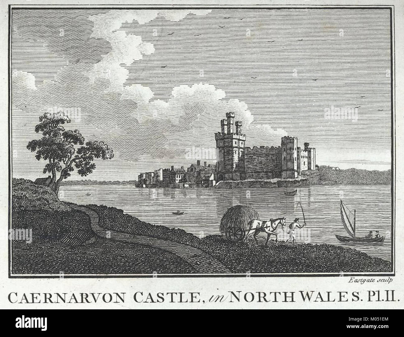 Caernarvon Castle, located in North Wales, is a medieval fortress ...