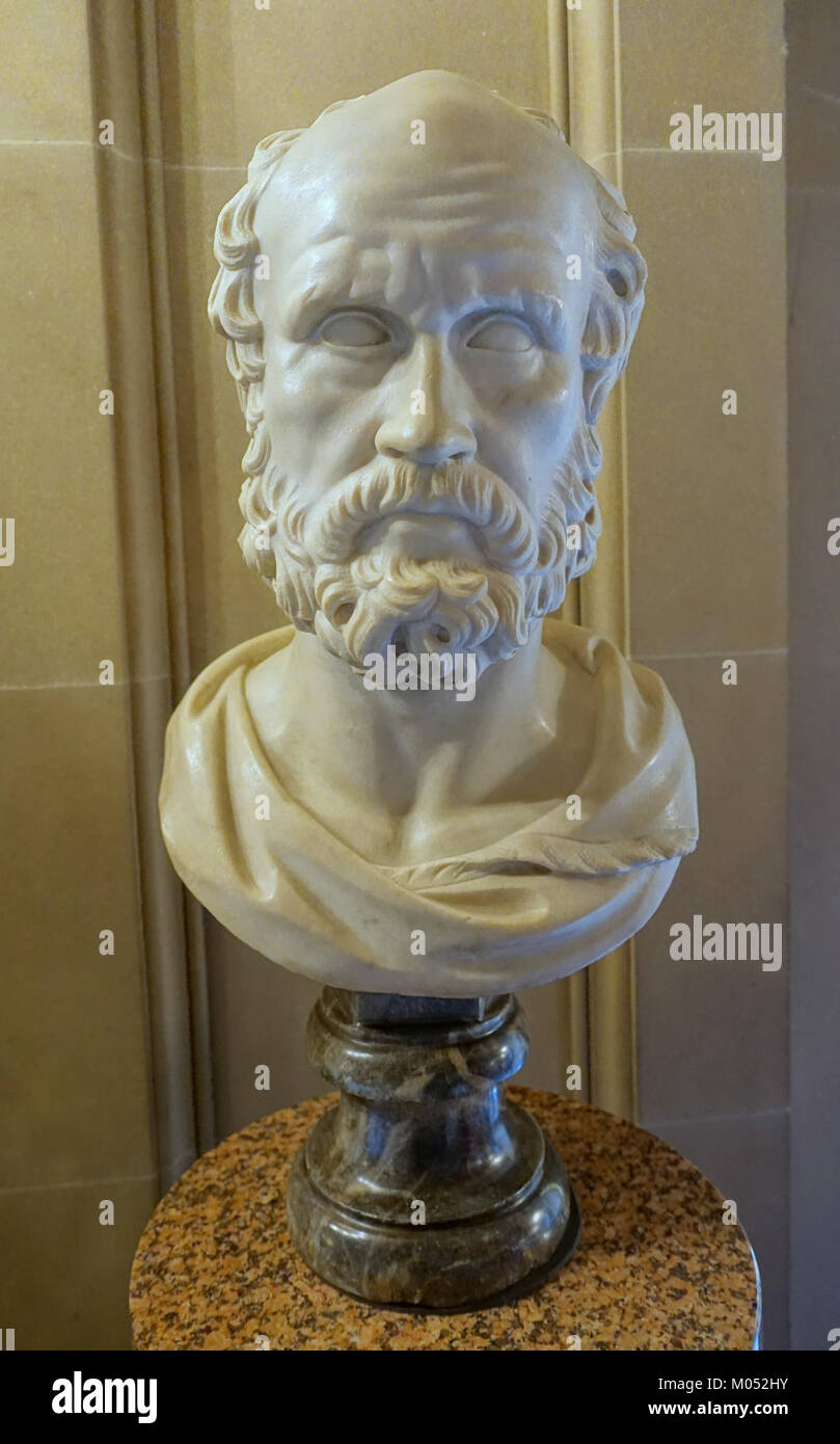Photograph of a bust displayed at Chatsworth House, Derbyshire, England ...