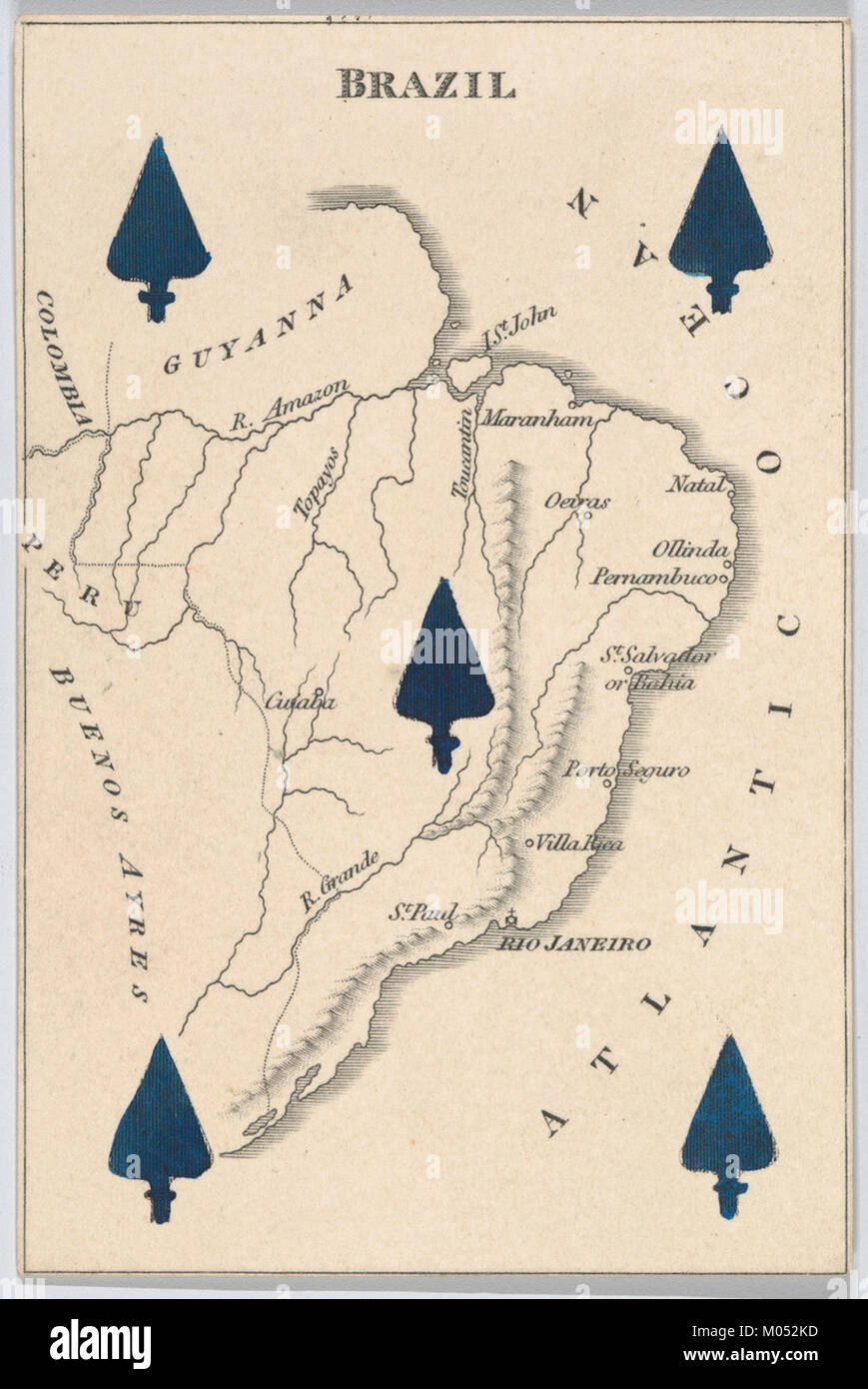 Illustration from the 'Court Game of Geography' depicting Brazil. The ...