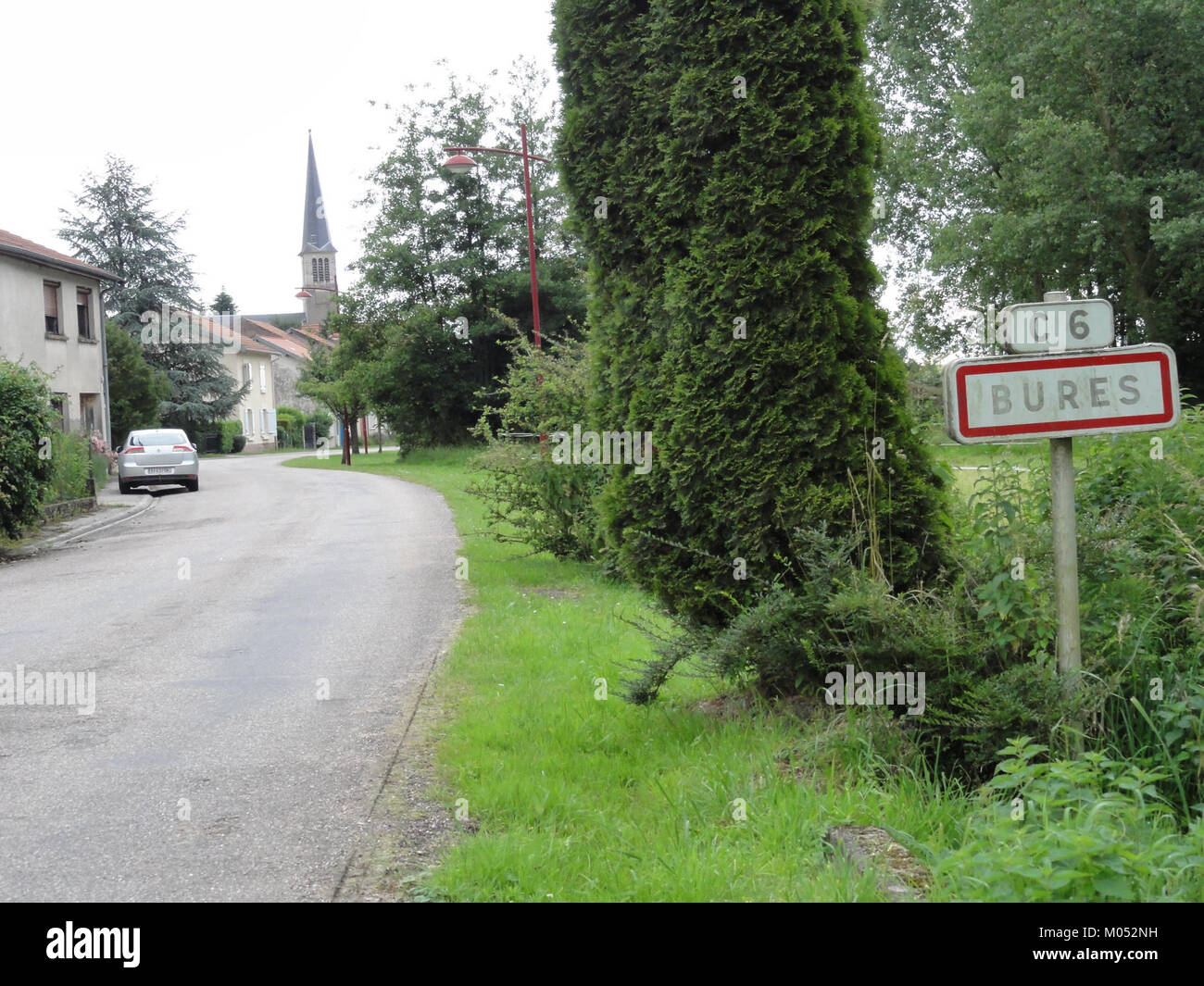 The Bures city limit sign marks the boundary of Bures, located in the M ...