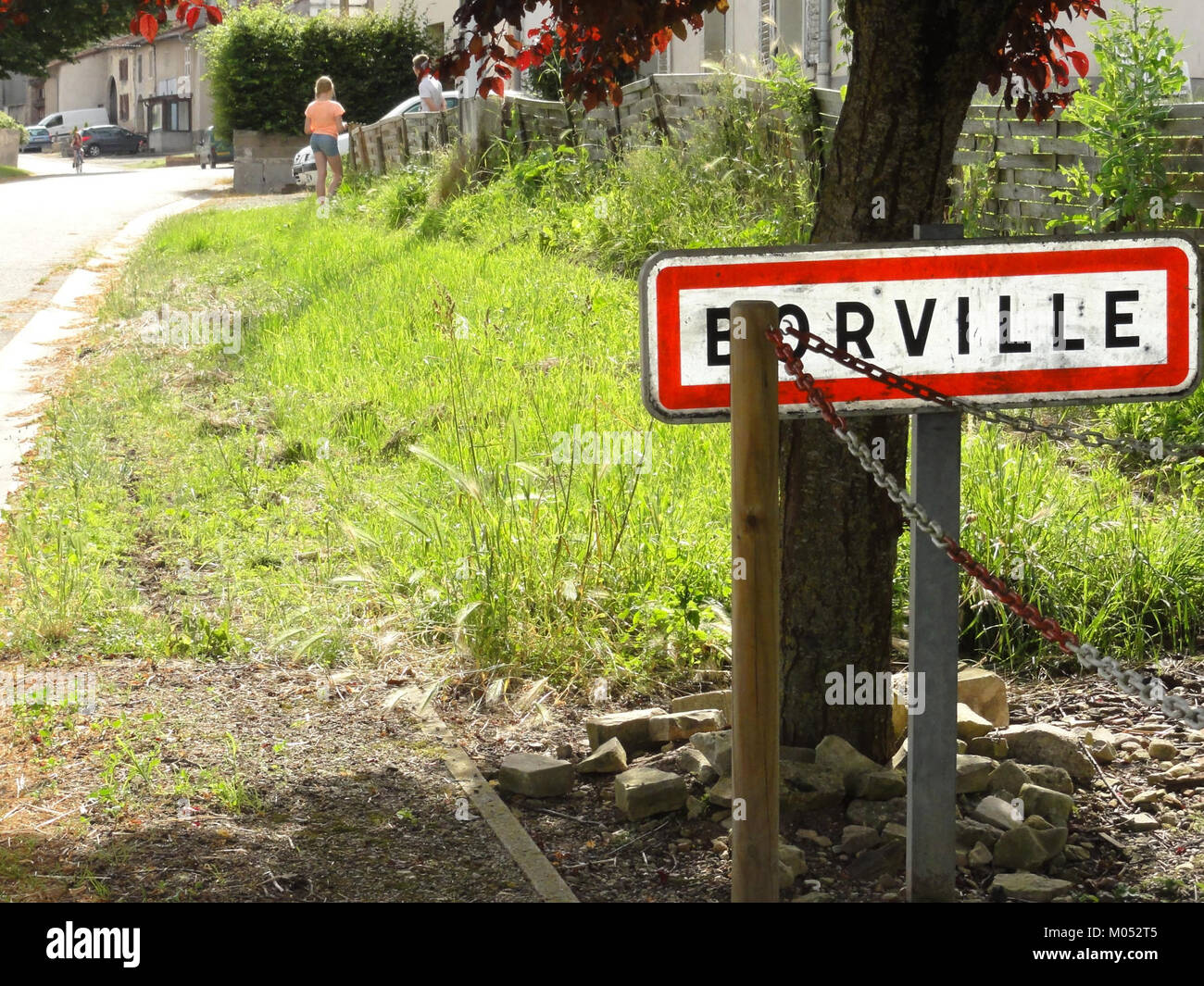 The city limit sign for Borville, located in the Manche department of ...