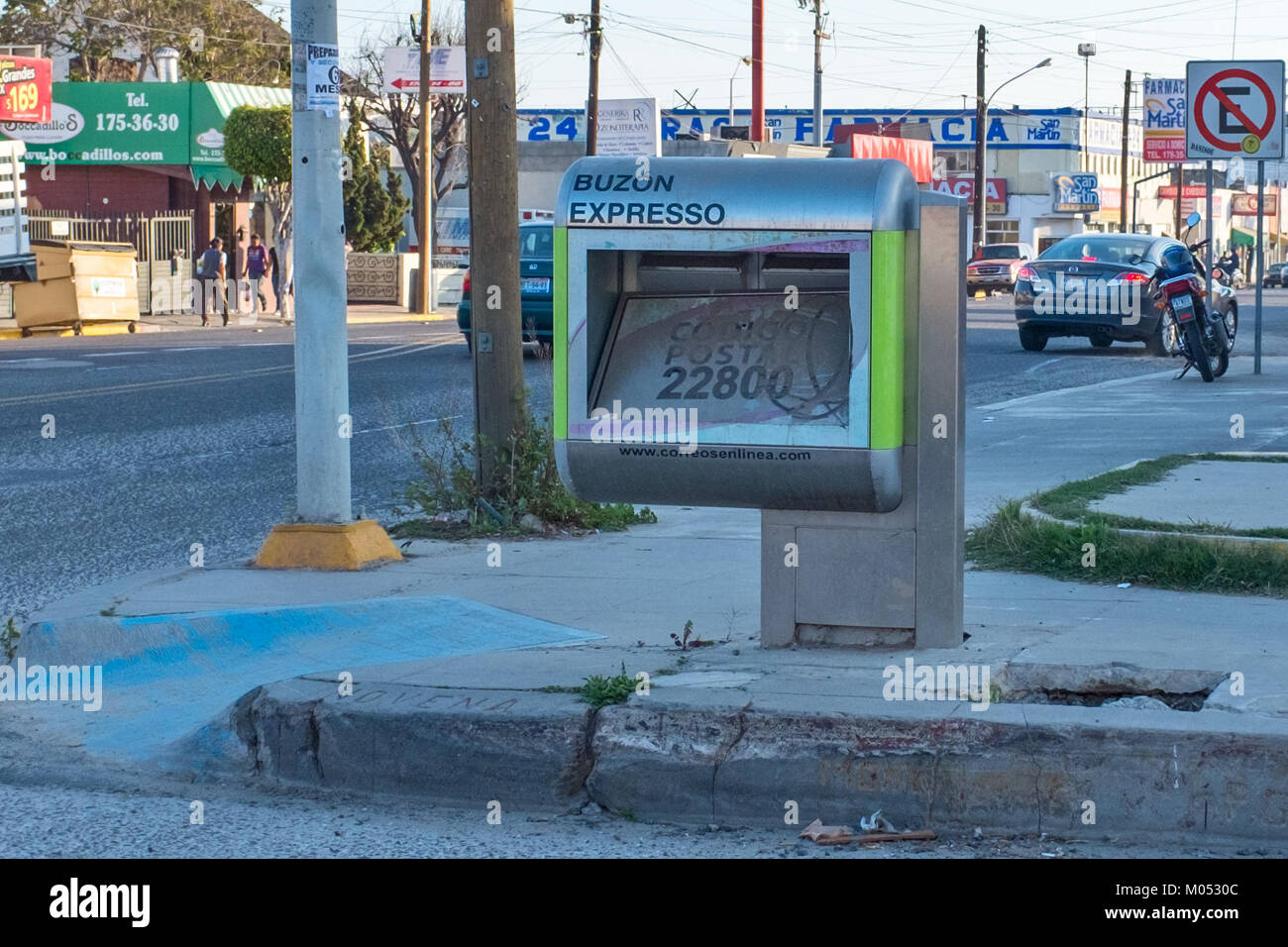 This image shows a mailbox (buzon de correo) located in Ensenada, Baja ...