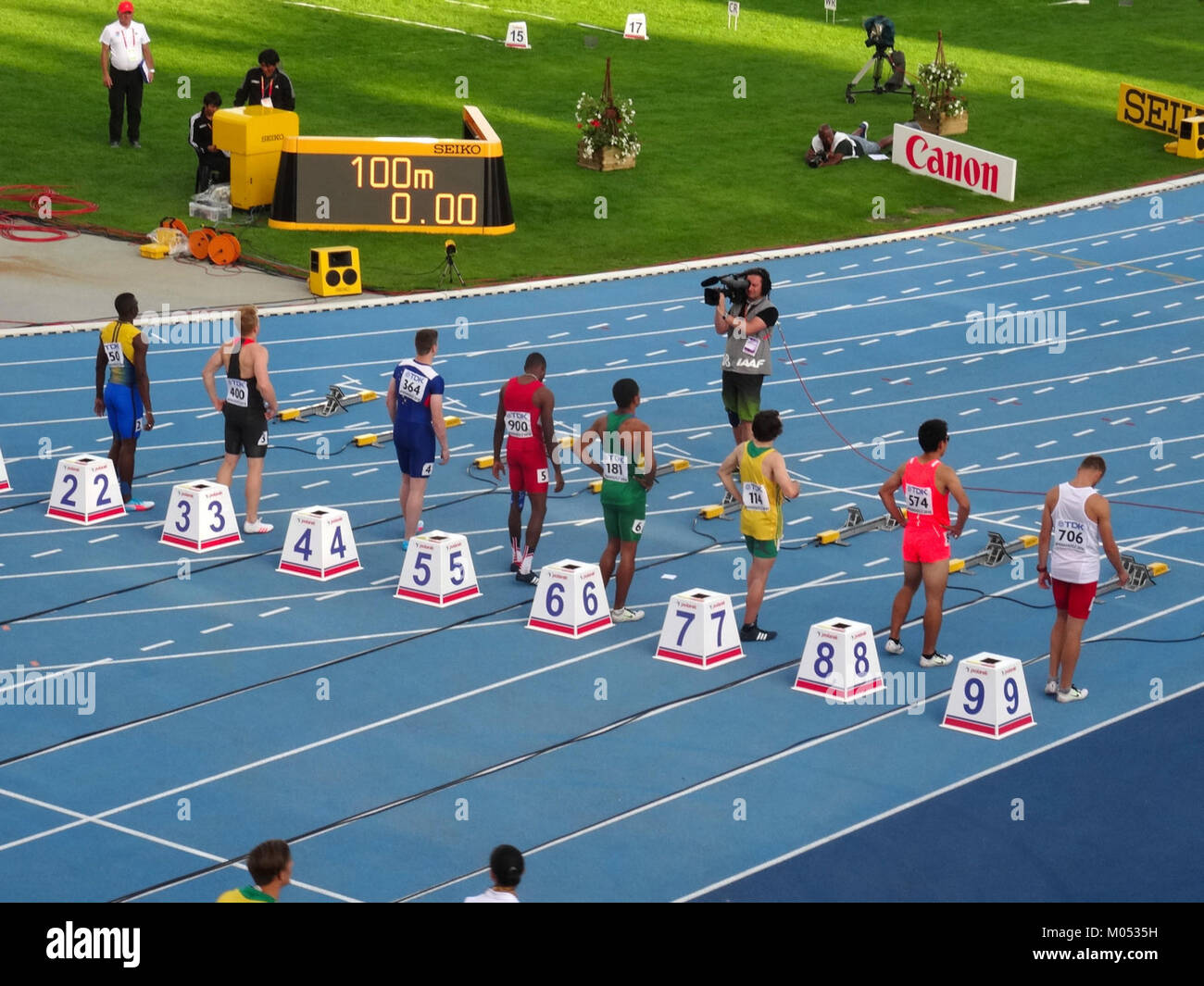 The 100m men semi-final at the 2016 IAAF World U20 Championships in ...