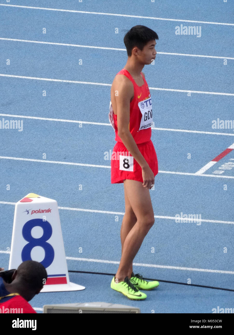 This image captures the men's 400m hurdles final at the 2016 IAAF World ...