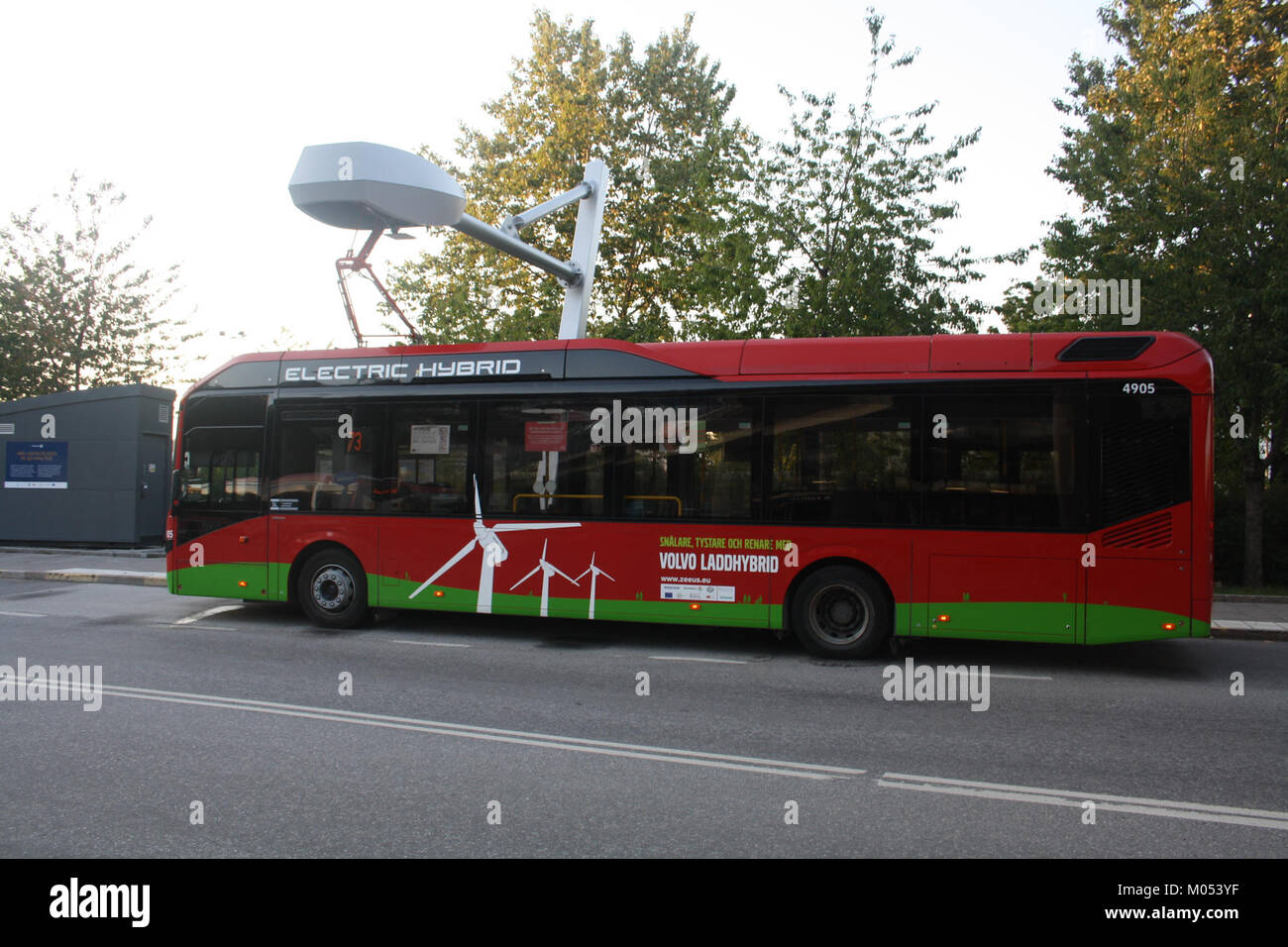 This image shows a bus on the 73 line at Ropsten station in Stockholm ...