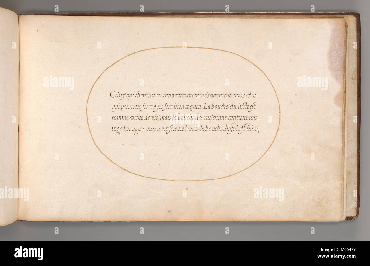 This calligraphic exercise, written in French, demonstrates the art of ...