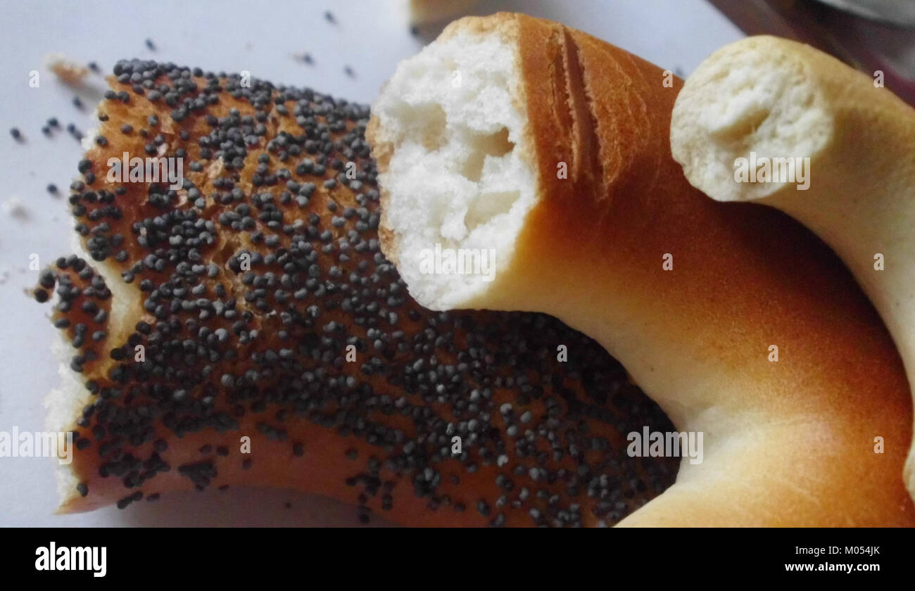This image displays traditional Russian bread products: bublik, baranka ...