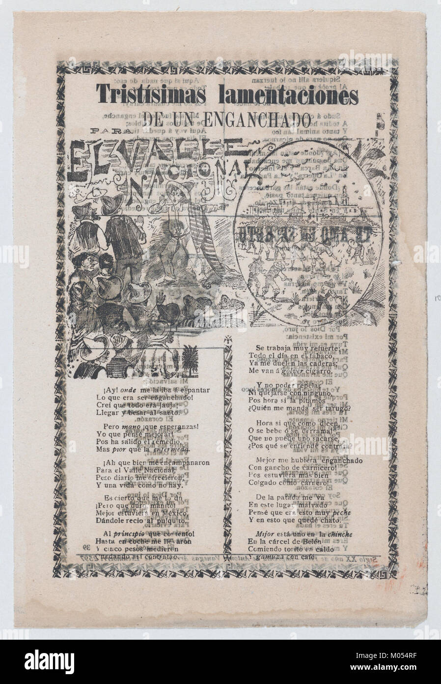 This broadsheet highlights a warning about the harsh labor conditions ...