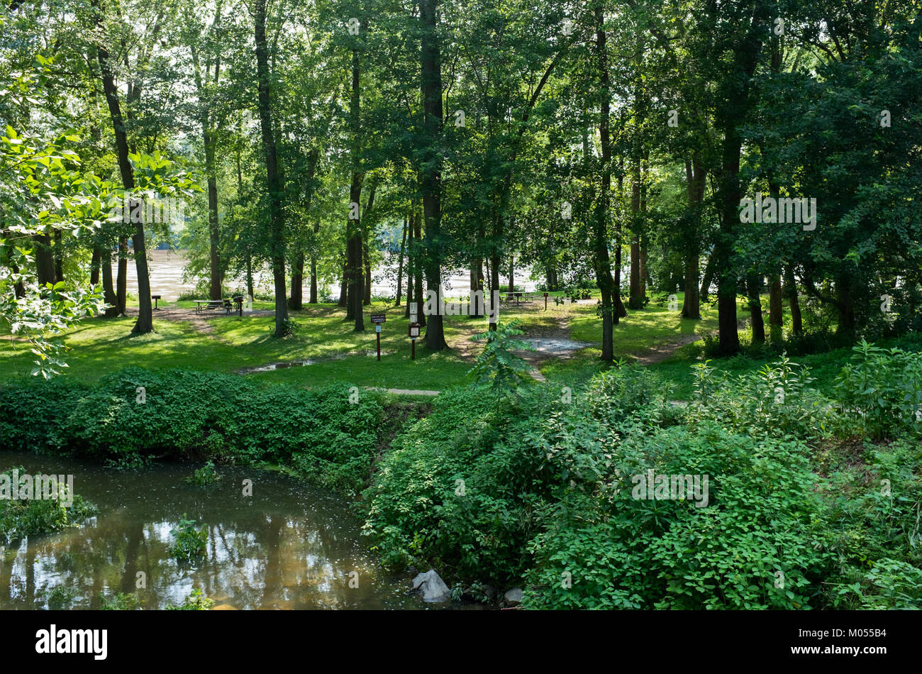 The campground at Swains Lock, located along the C&O Canal in Maryland ...