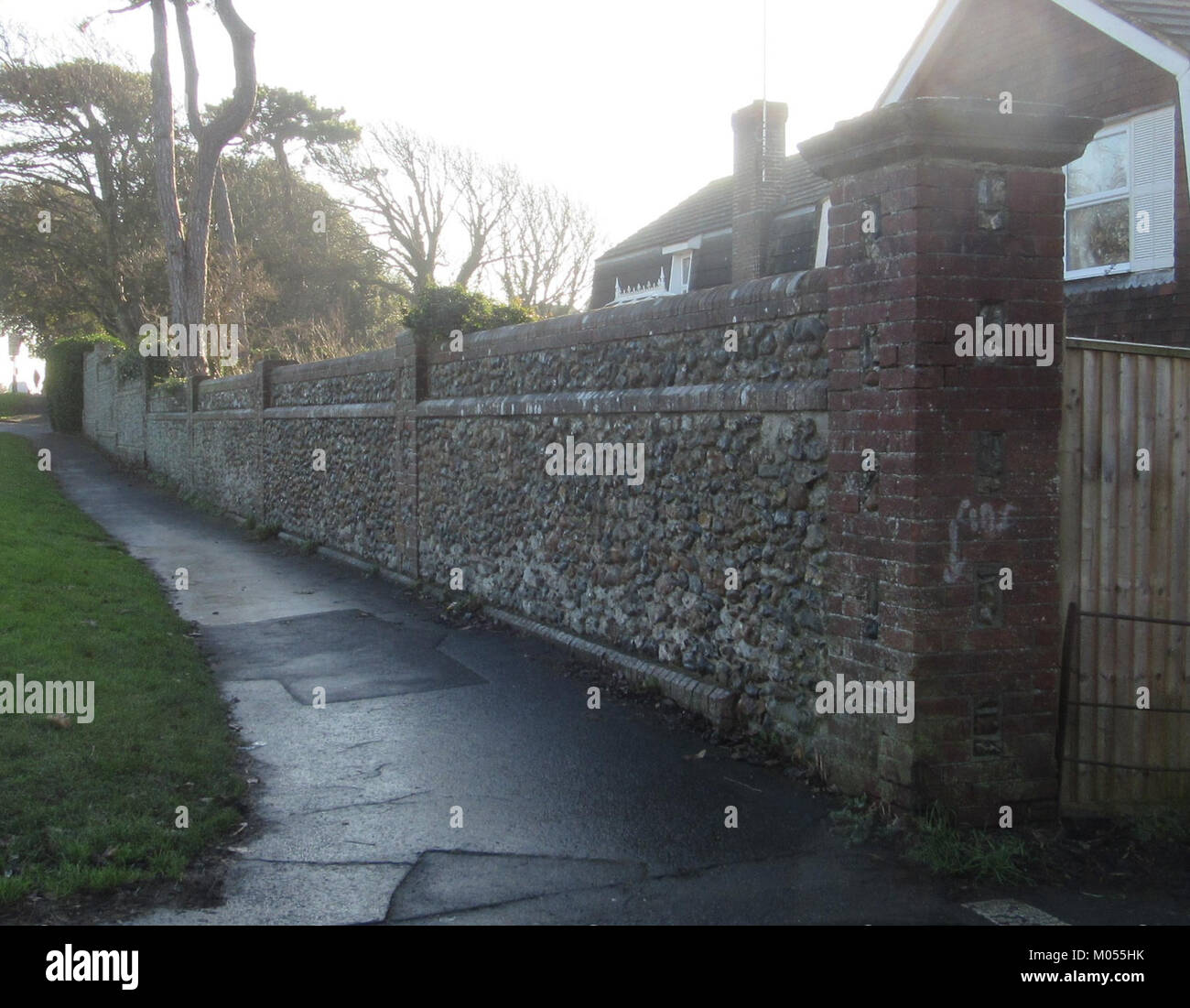The boundary wall at The Rotyngs, located on Falmer Road in Rottingdean ...