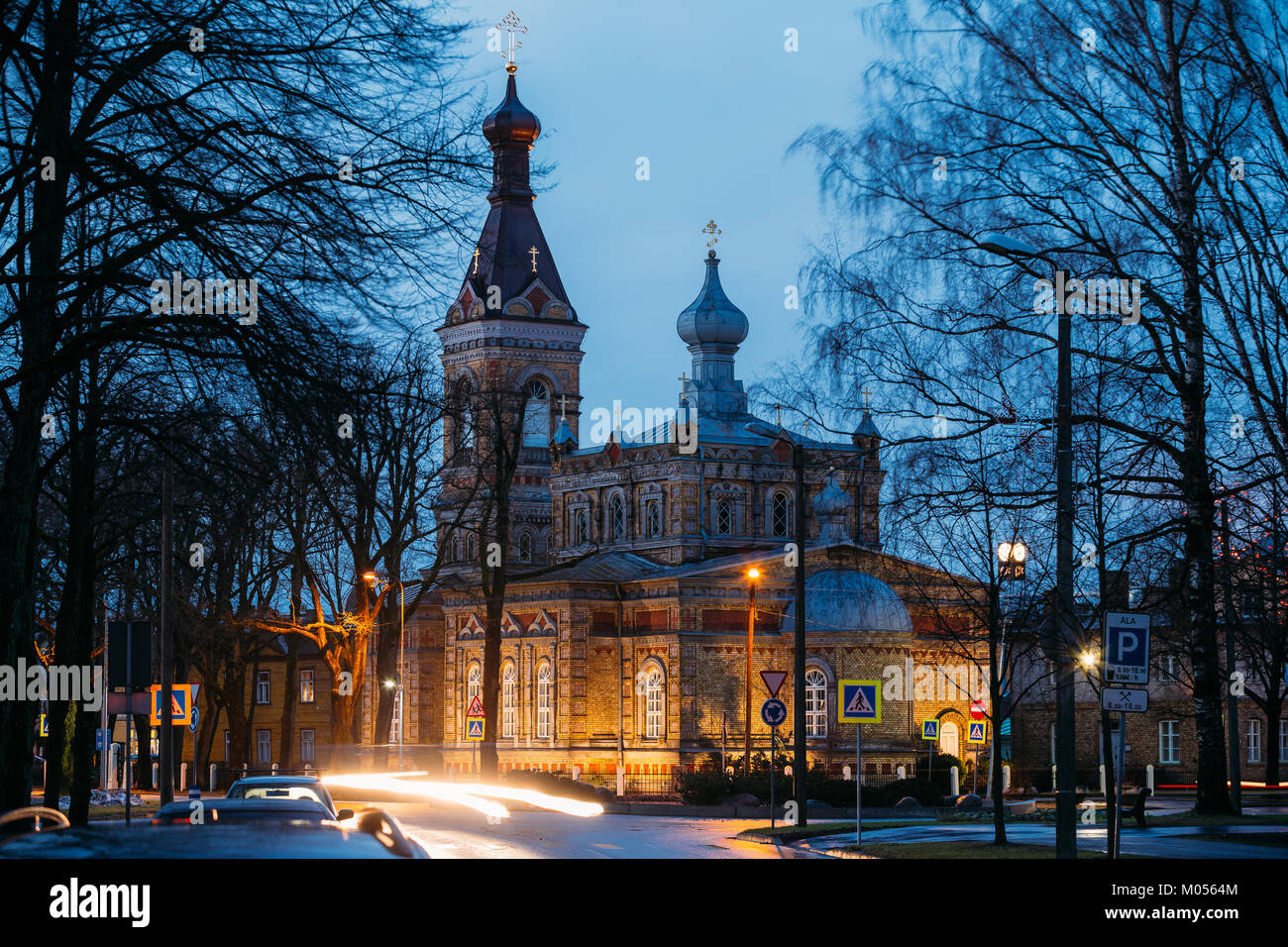 Parnu, Estonia. Night View Of Estonian Apostolic Orthodox Parnu ...