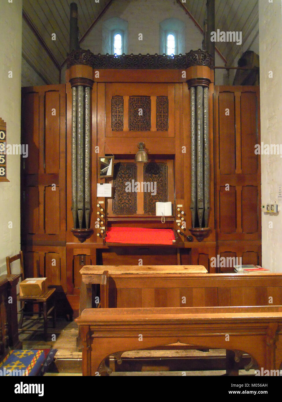 A photograph of the organ at Campton Church, showcasing its intricate ...