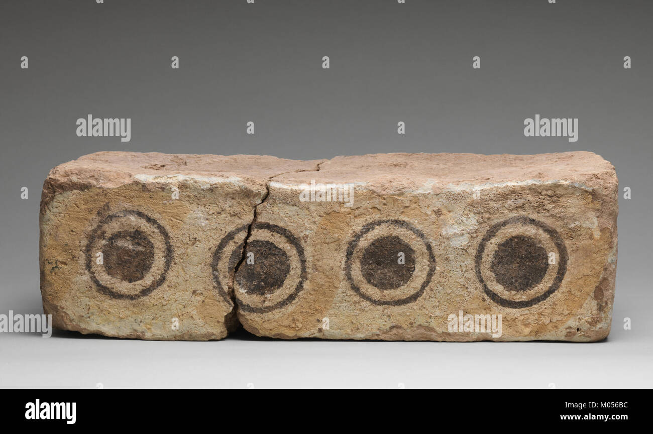 These brick fragments feature a guilloche design, an intricate pattern ...