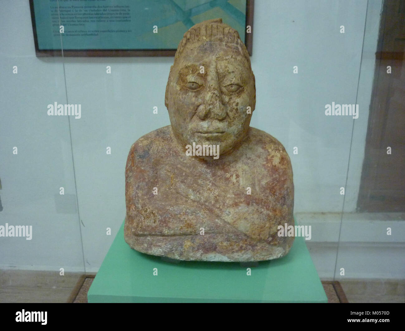 The bust of an ancient Mayan character showcases the artistic style and ...