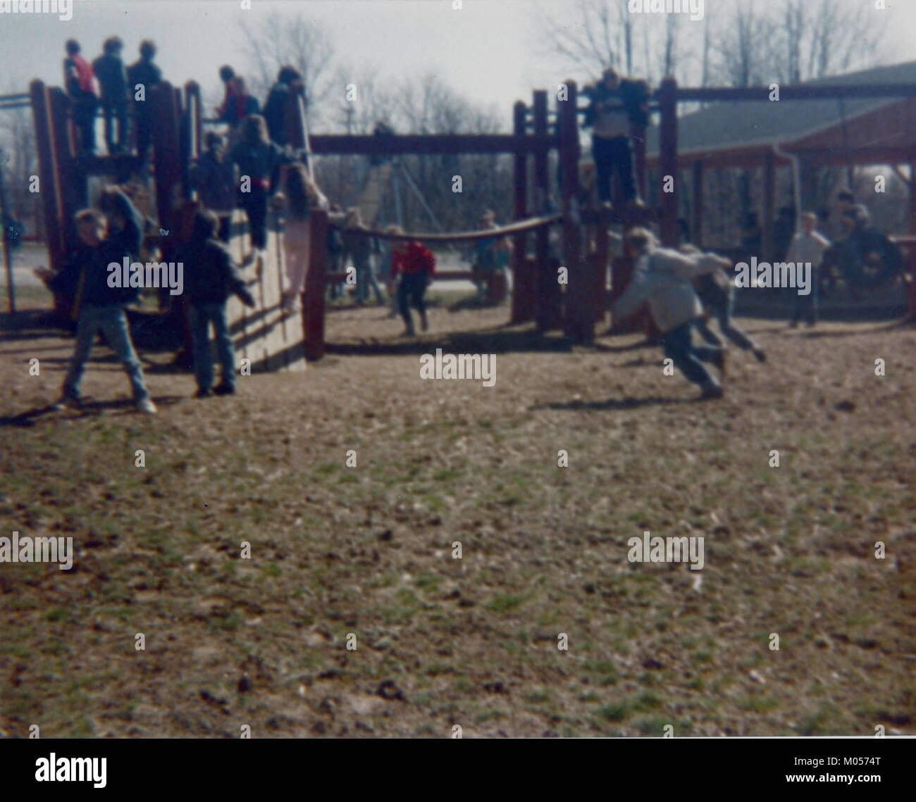 This image from 1989 shows the playground at Bundy Elementary School ...