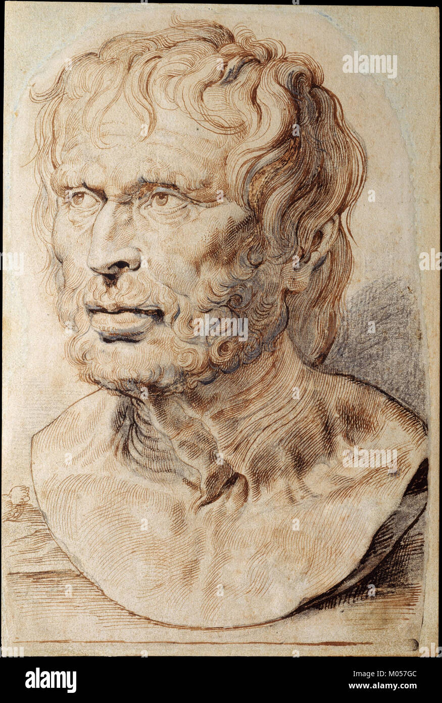 A bust representing Pseudo-Seneca, likely an ancient sculpture housed ...