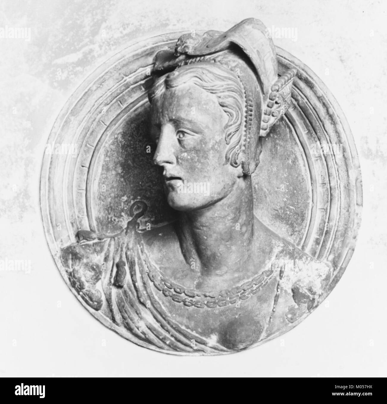 A bust sculpture of a woman in contemporary dress, located in the ...