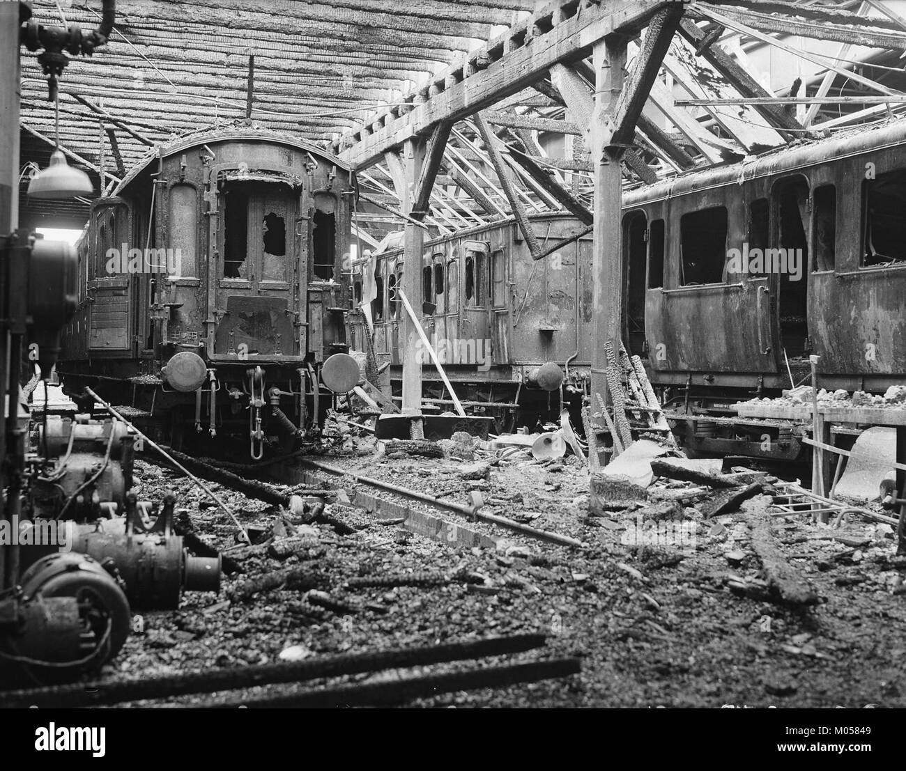Brand te Haarlem, photographed by Nederlandse Spoorwegen, shows a fire ...