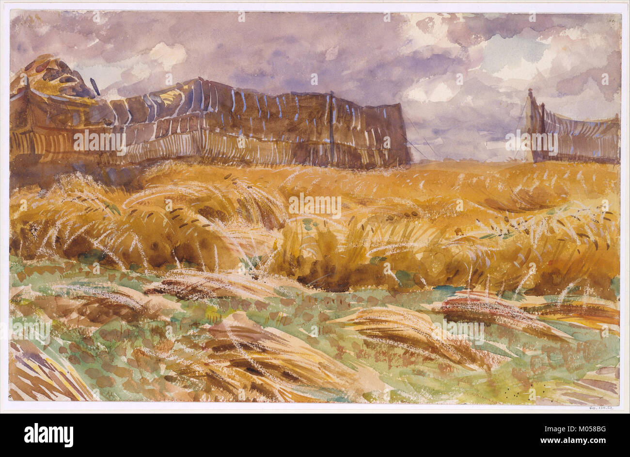 The image depicts a camouflaged field in France, likely a wartime scene ...