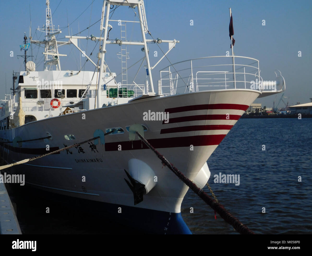 The bow of the Shinkai-Maru IV, a training vessel used by Shimane ...