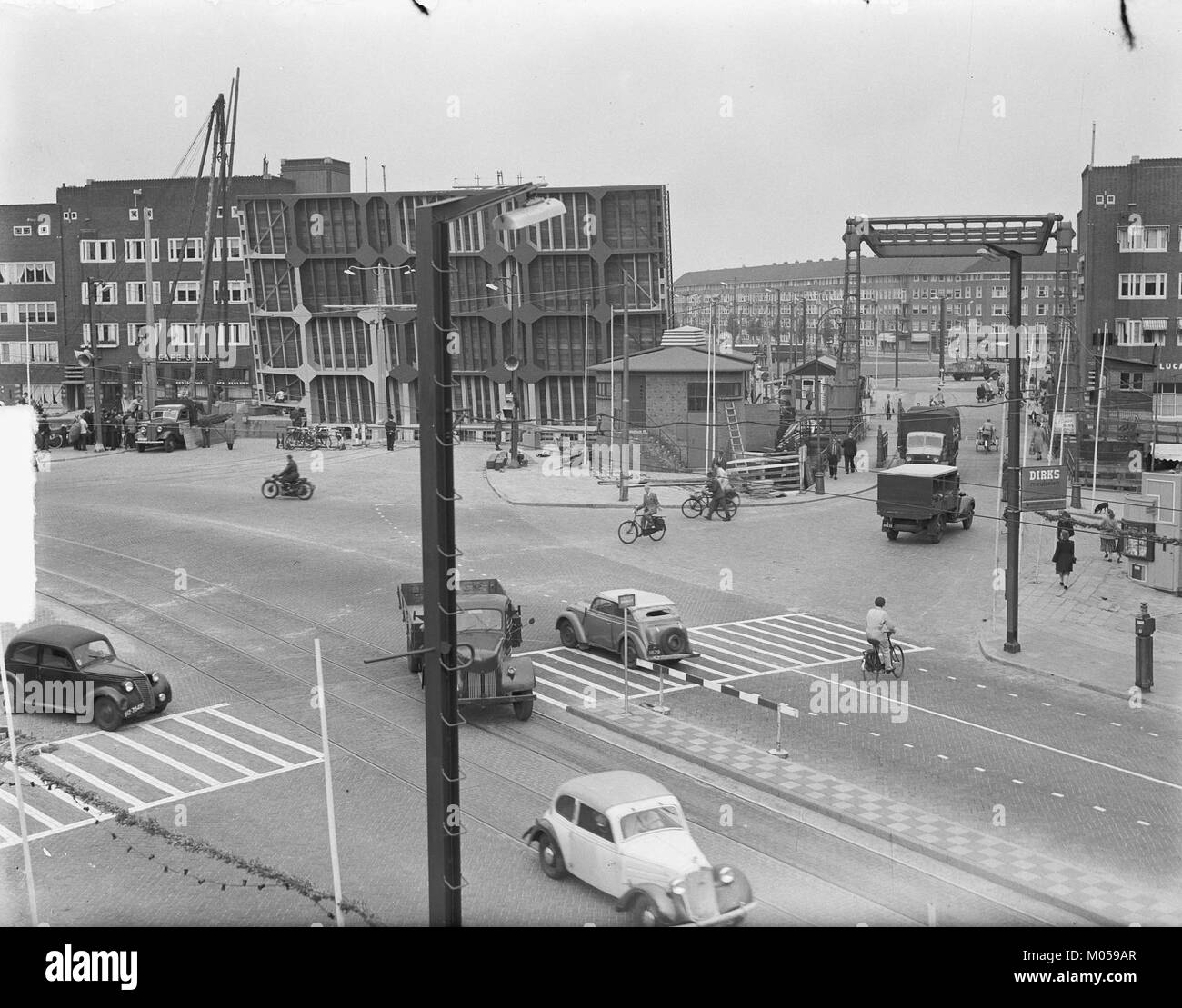 A bridge over the Overtoom in Amsterdam, captured in a historical ...