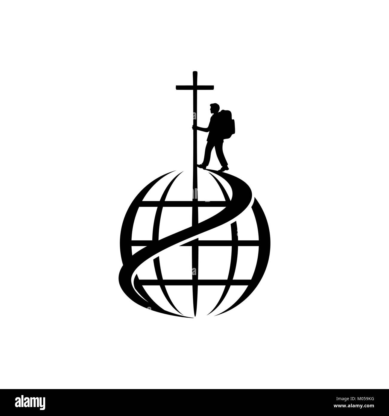 Christian illustration. The missionary of Jesus Christ is walking the ...