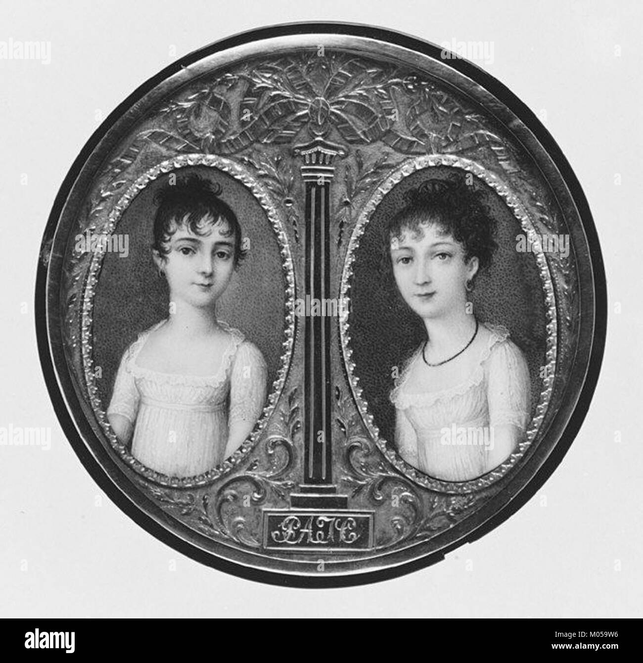 A box containing portraits of two sisters from the MET collection. The ...