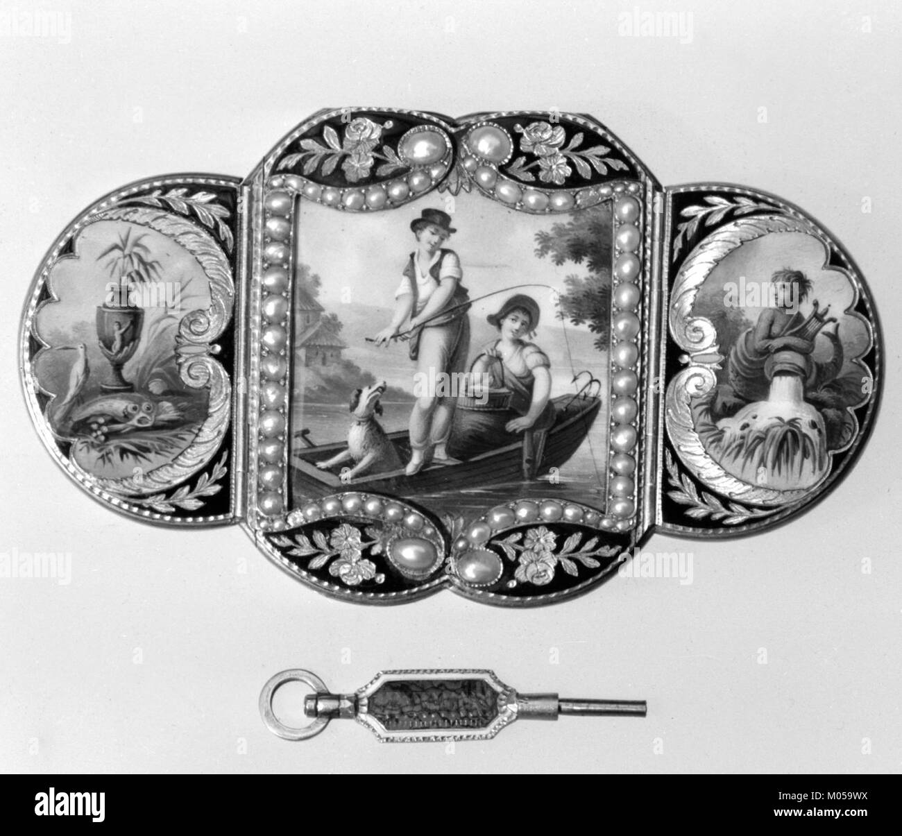 A decorative box containing a watch and automaton, part of the ...