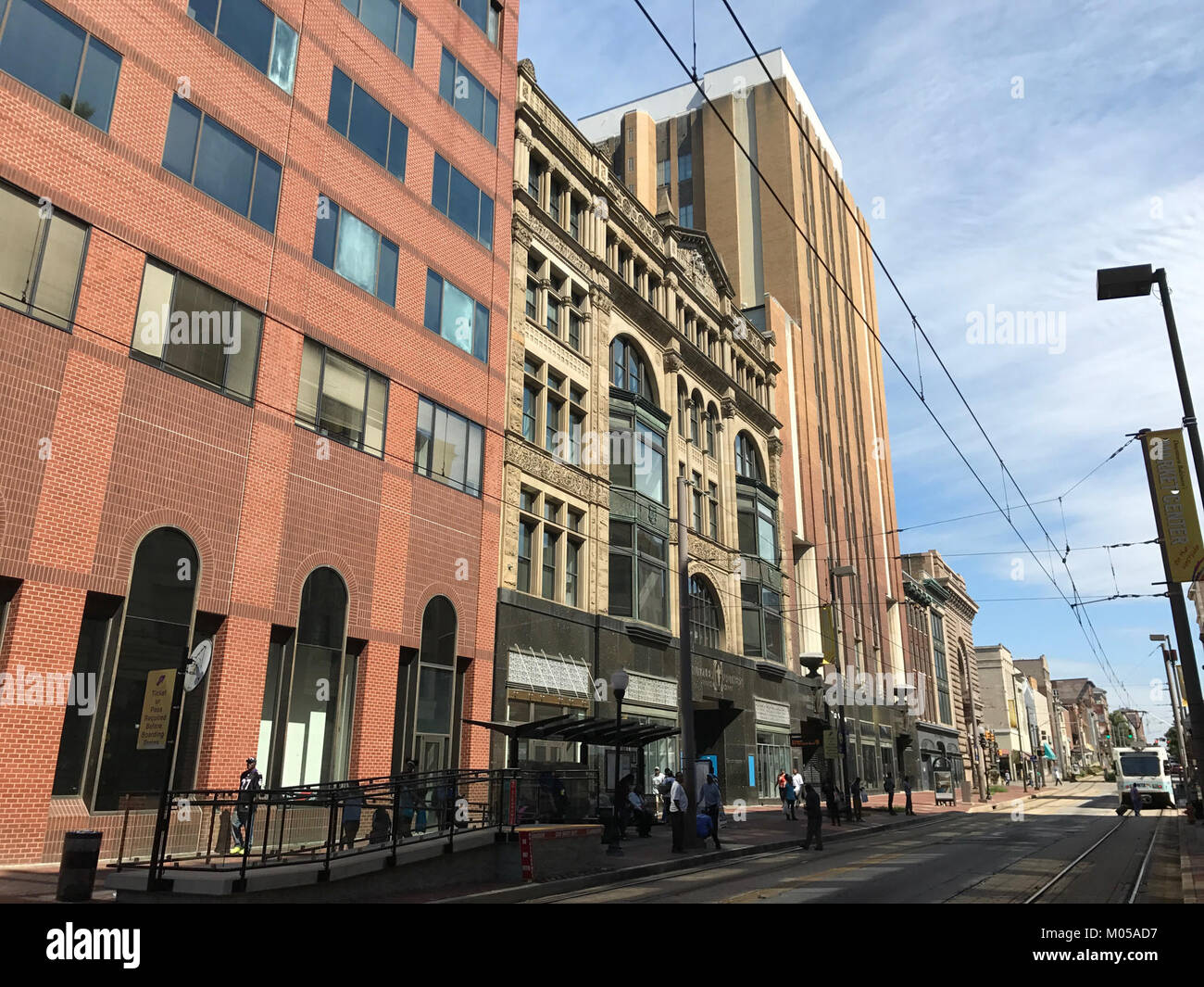 A photo showcasing buildings on Howard Street in Baltimore, Maryland ...