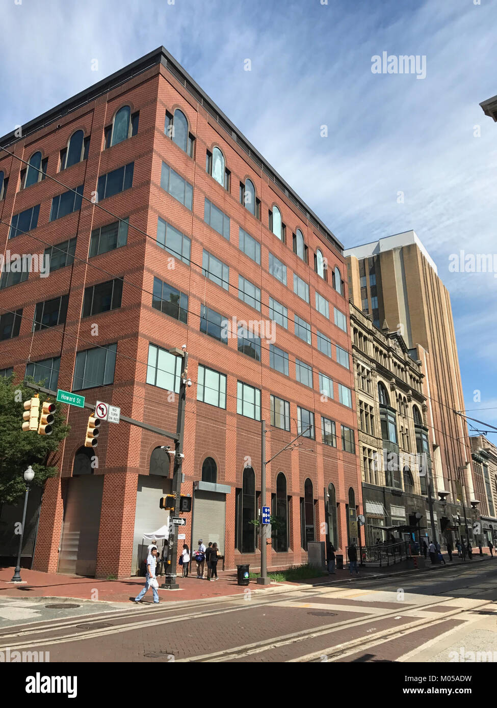 The buildings on Howard Street in Baltimore, Maryland, represent the ...