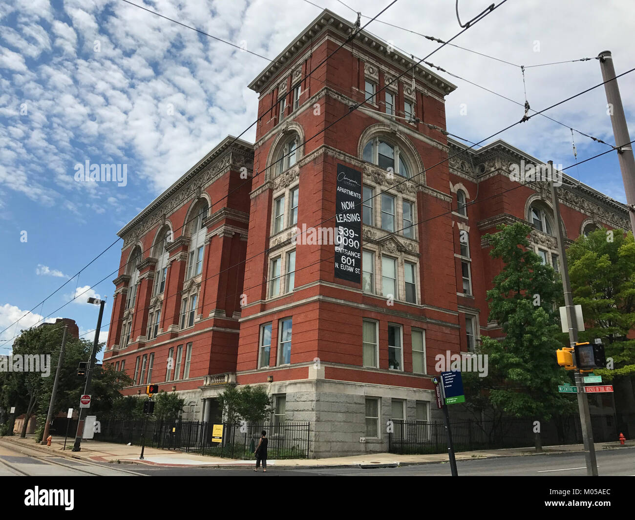 A historic view of buildings on Howard Street in Baltimore, Maryland ...