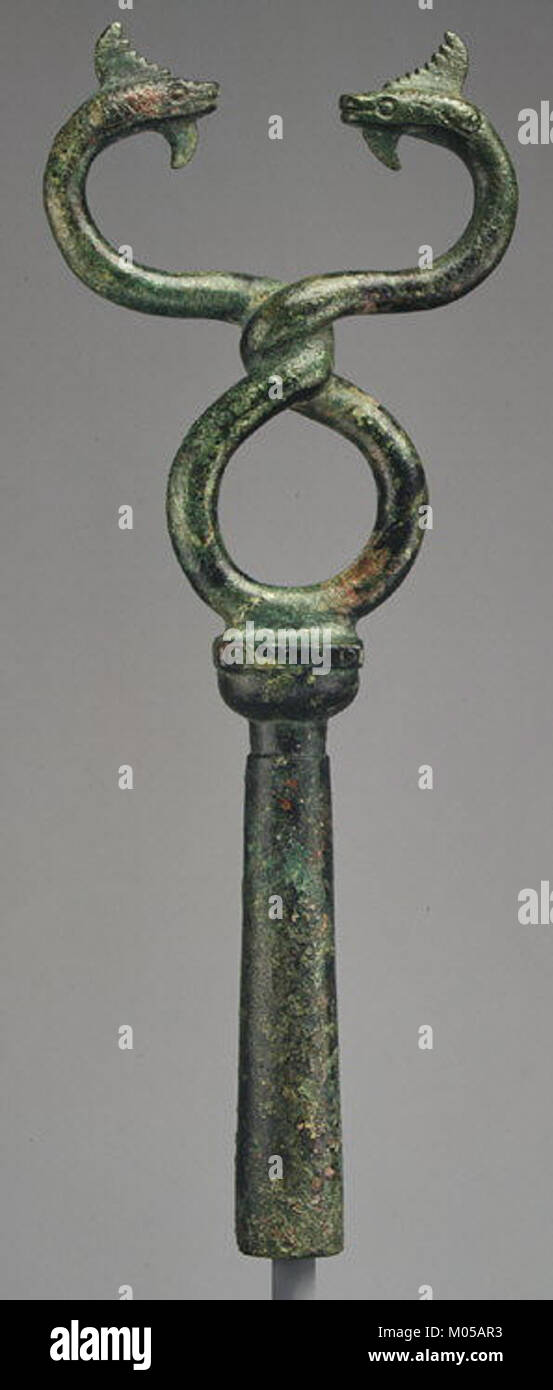 Bronze finial of a kerykeion (herald's staff) MET GR161 Stock Photo - Alamy
