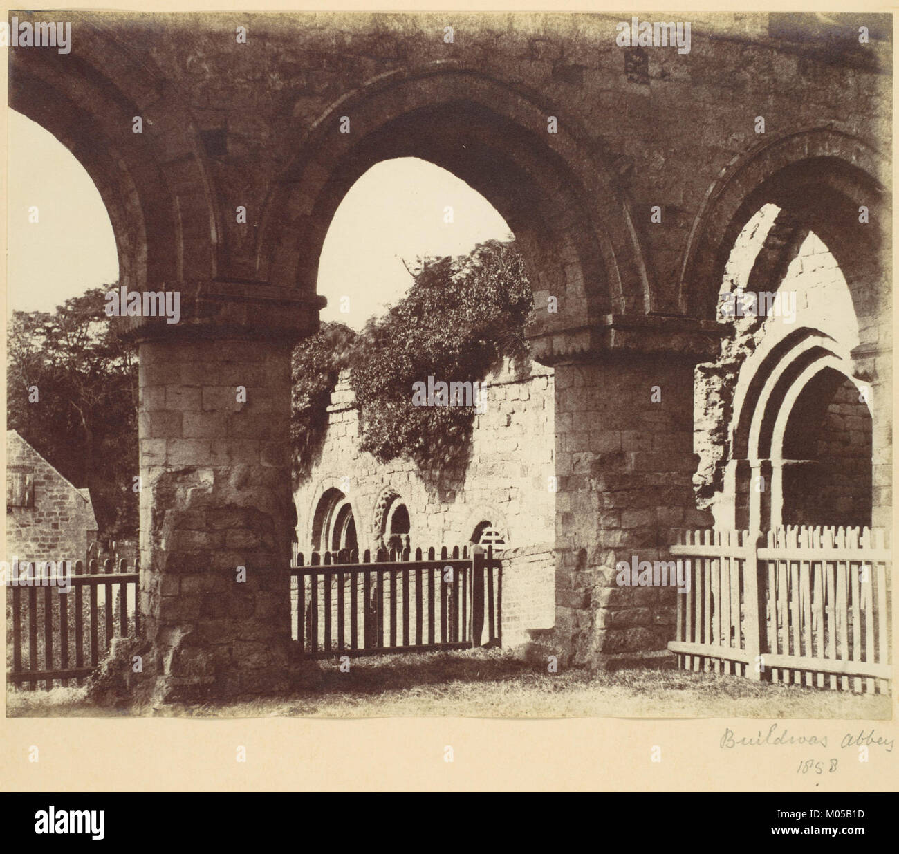 The image features Buildwas Abbey, a historical site in England. The ...