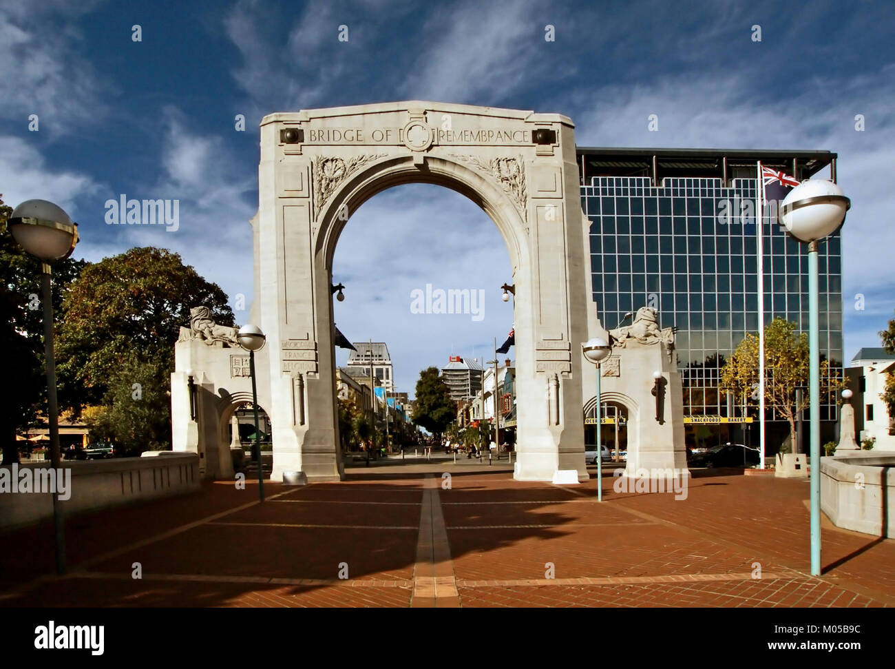 A photograph of the Bridge of Remembrance in Christchurch, New Zealand ...