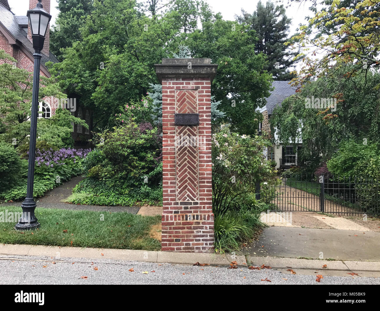 A photograph showcasing a brick gate in Guilford, Baltimore, Maryland ...