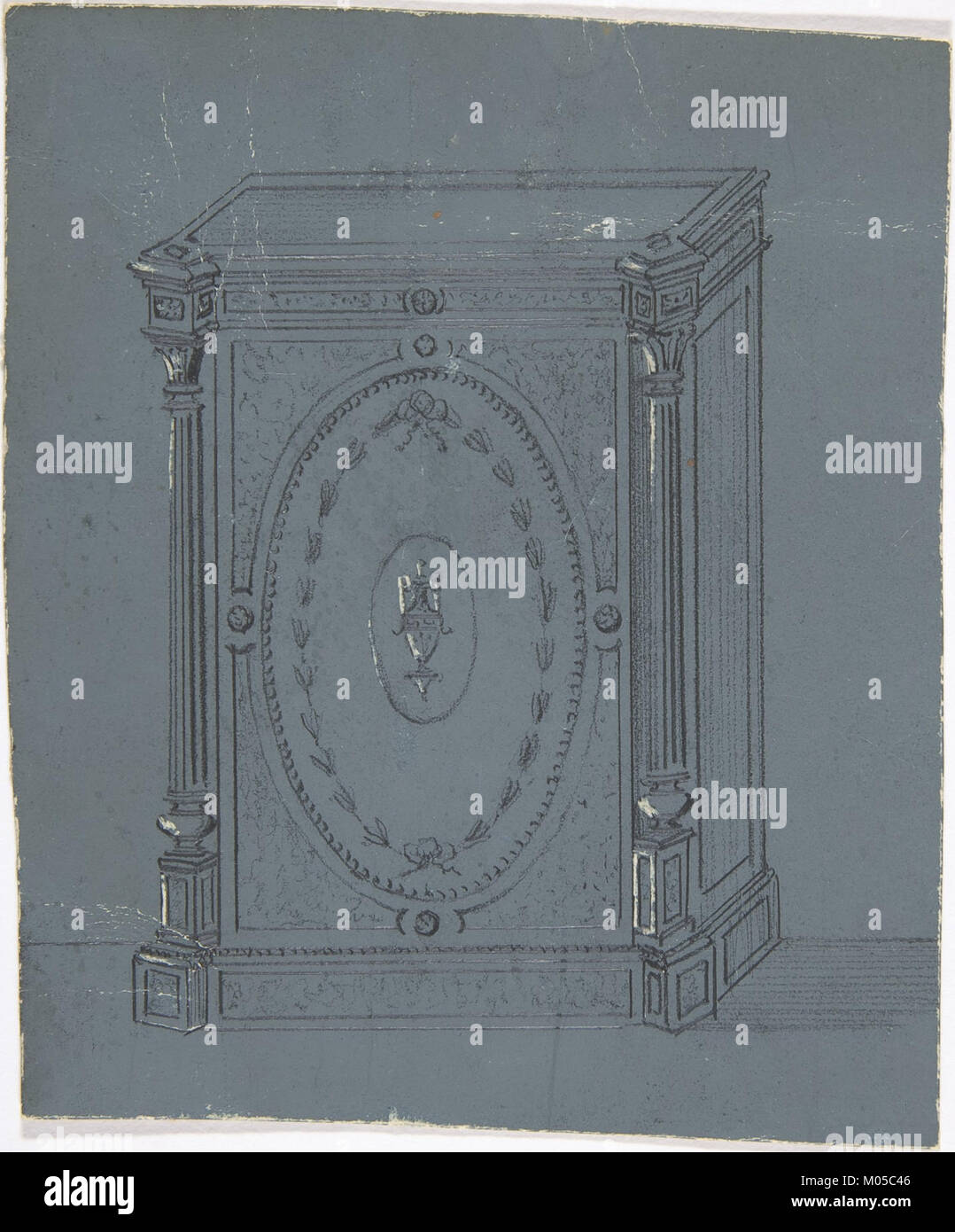 This cabinet design features an ornate central urn ornament, showcasing ...