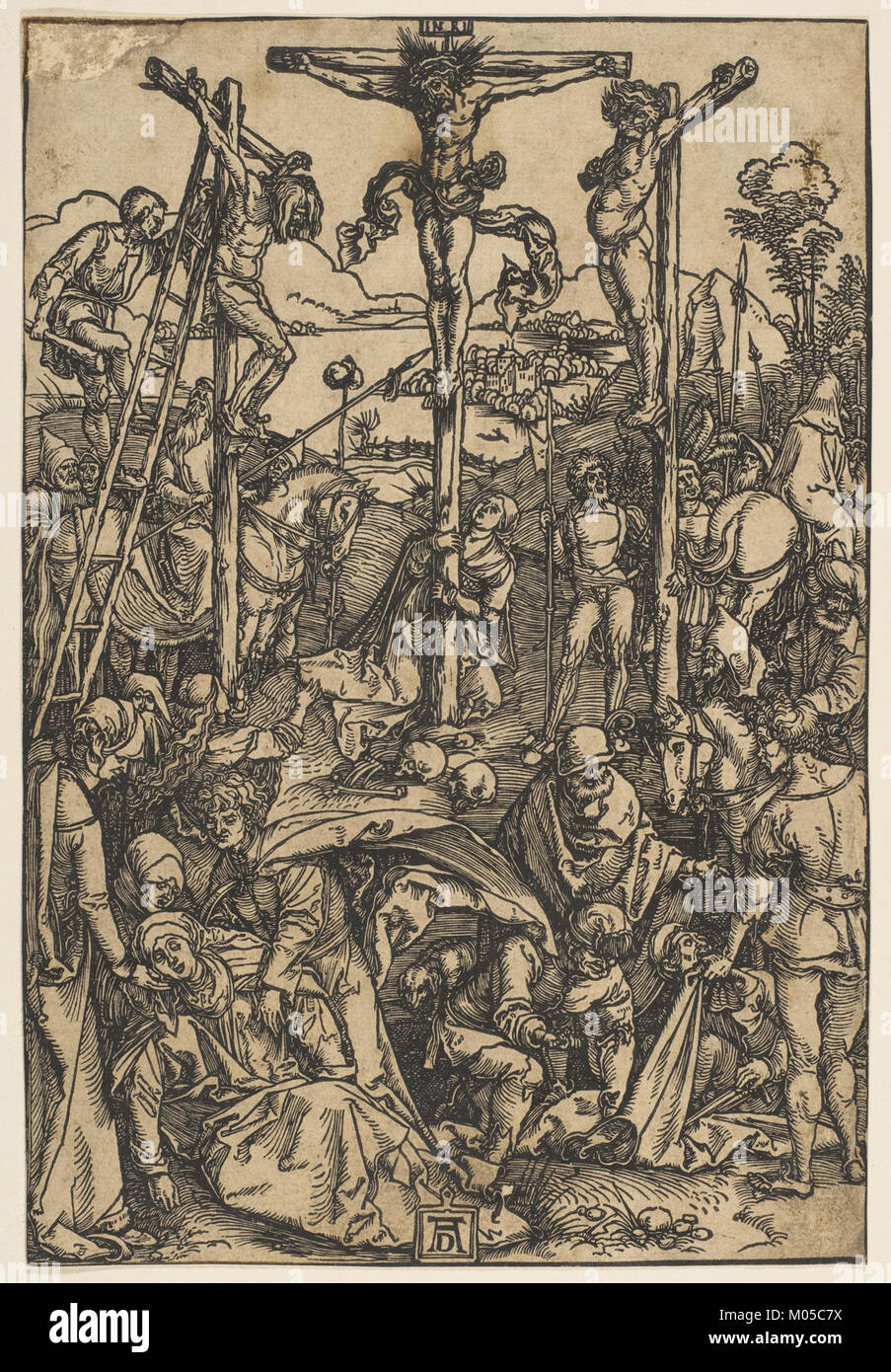 The artwork titled 'Calvary with the Three Crosses' is housed at the ...