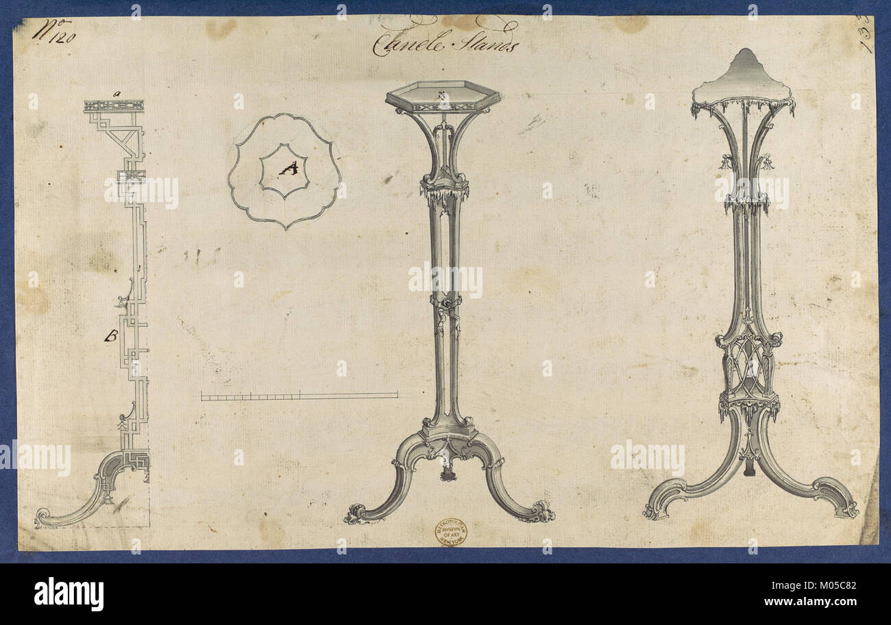 This image showcases candle stands from the 'Chippendale Drawings, Vol ...