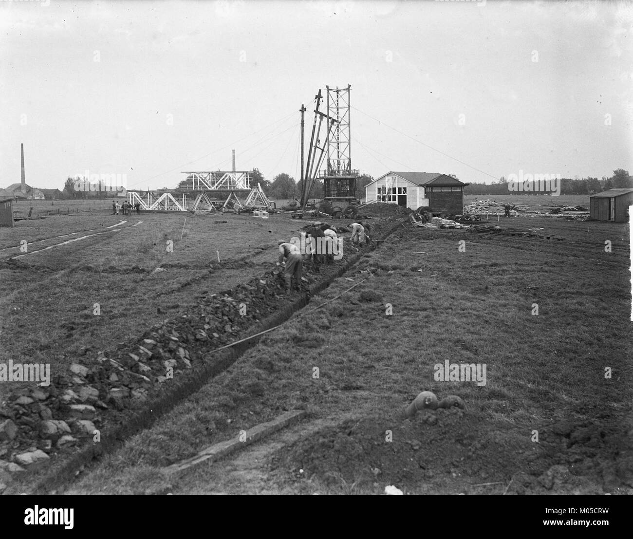 This image depicts the construction of a television transmitter in ...