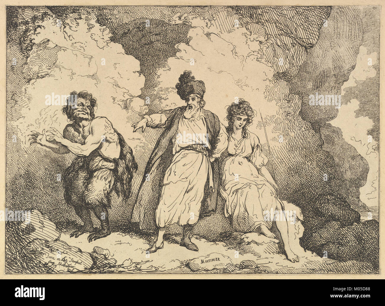 Artwork depicting Caliban, Prospero, and Miranda from Shakespeare's ...