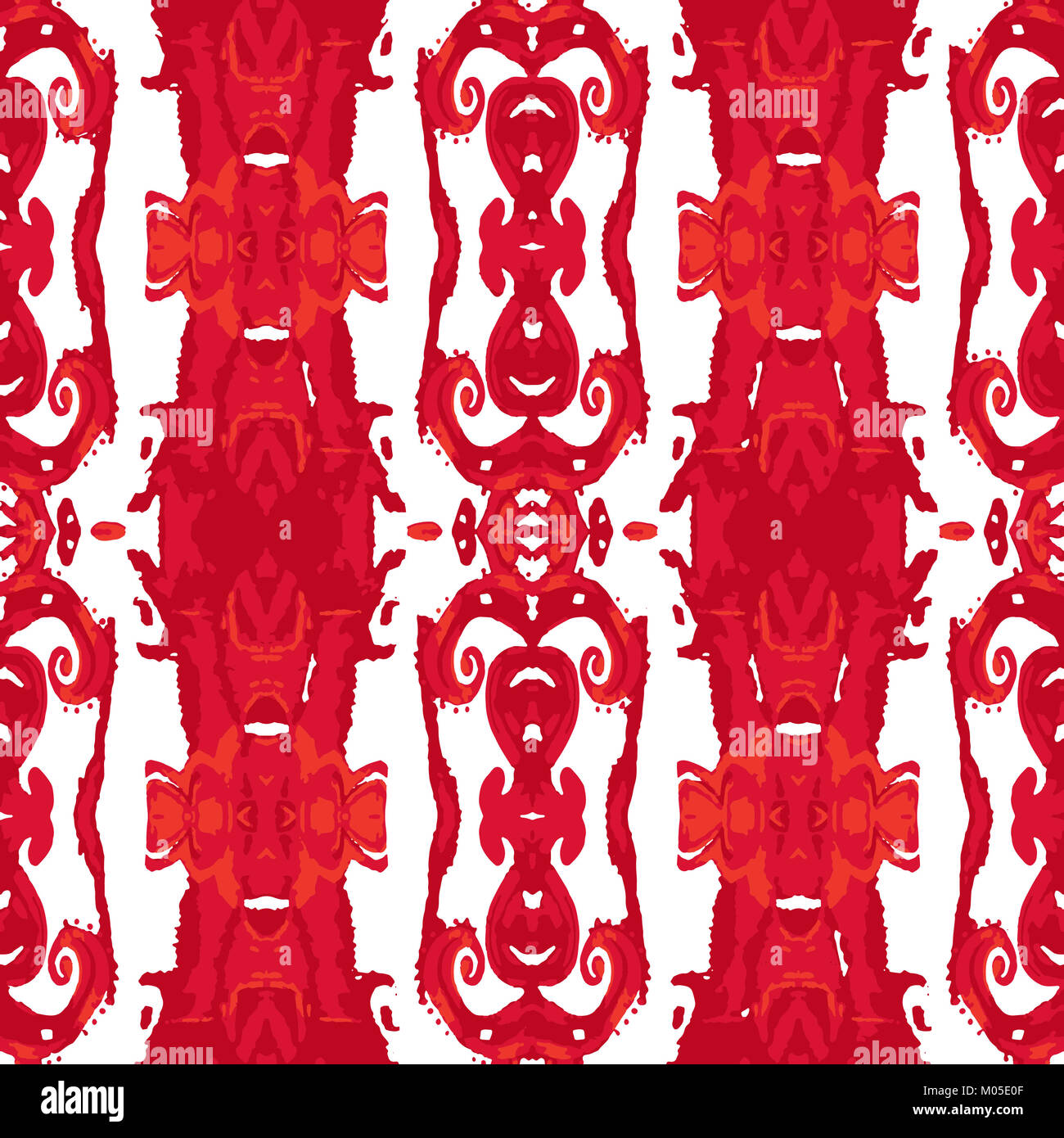Digital art technique ornate baroque seamless pattern design in red and ...