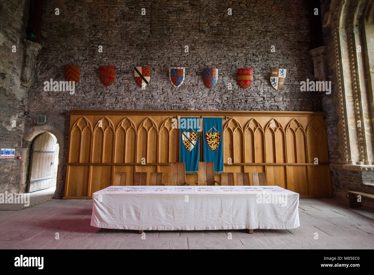 The Great Hall of Caerphilly Castle in 2017, one of the largest and ...