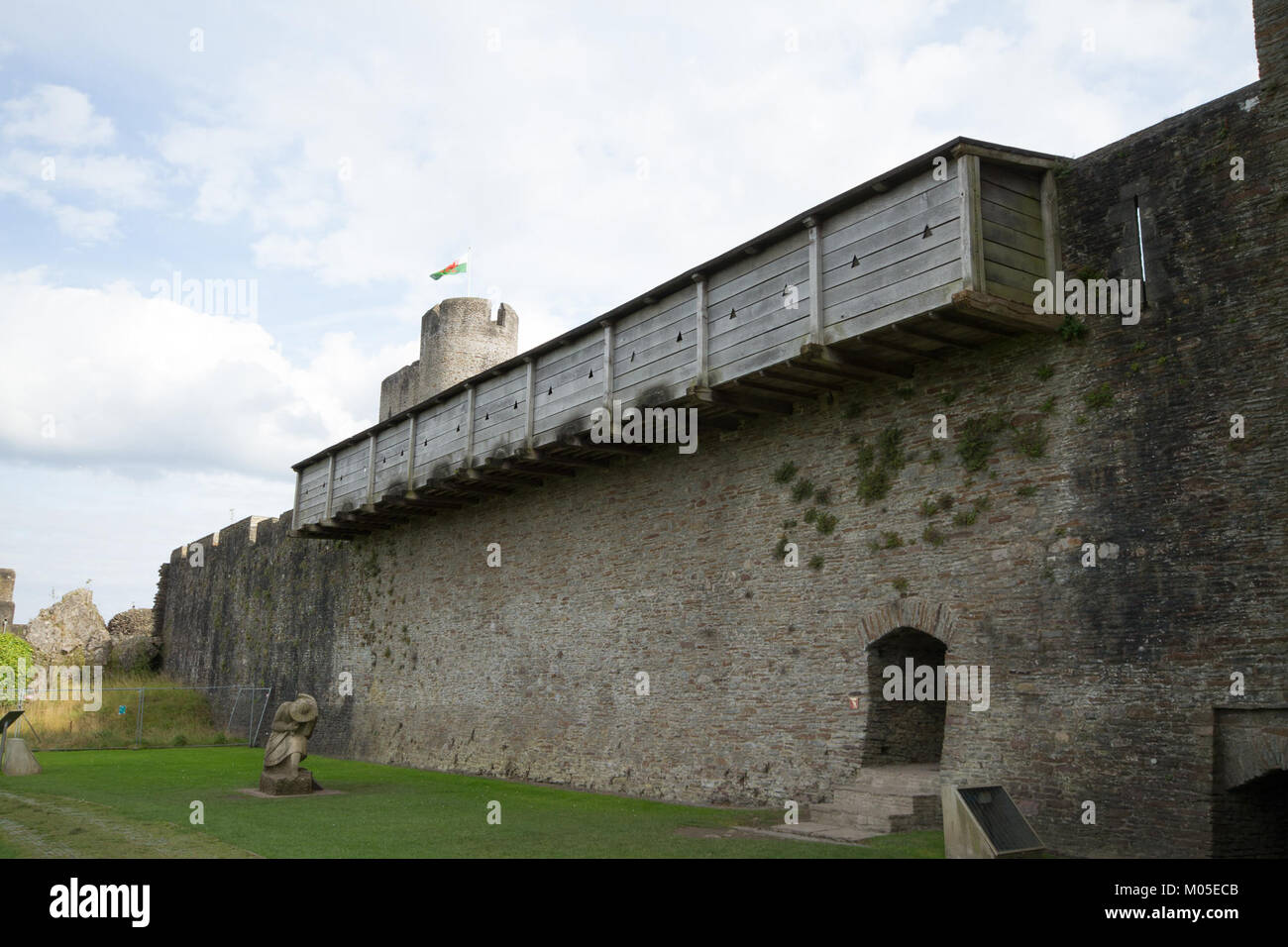 Caerphilly Castle hoarding exterior Stock Photo - Alamy