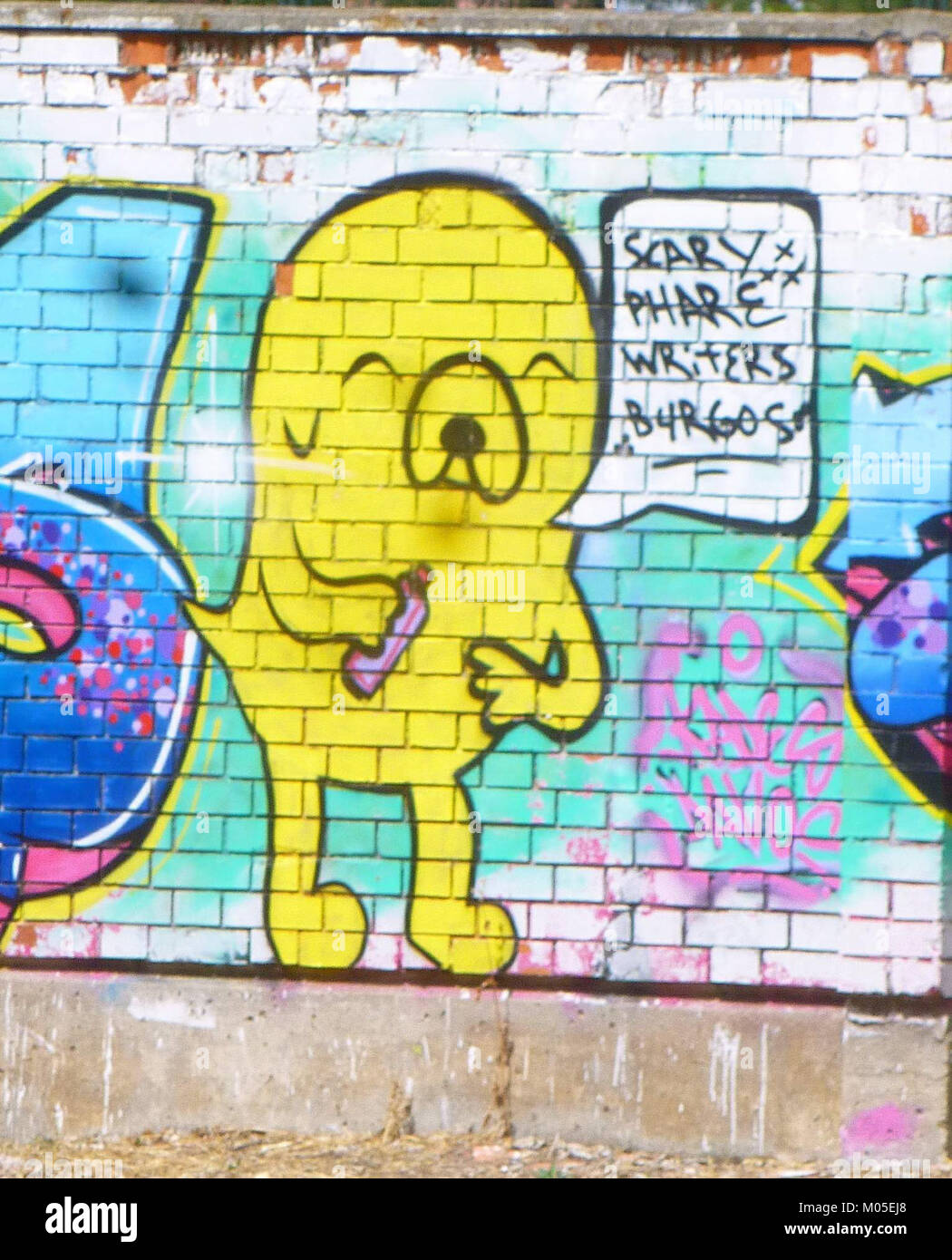 Photograph capturing graffiti art in Burgos, Spain, reflecting the city ...